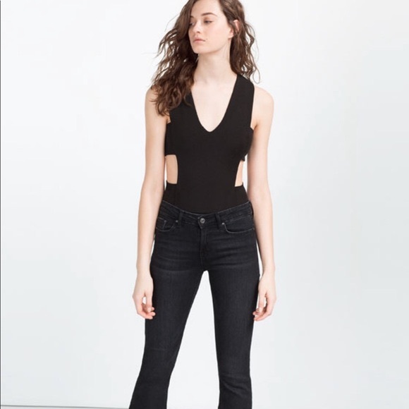 Zara | Tops | Zara Collection Black Side Cut Out Bodysuit | Poshmark